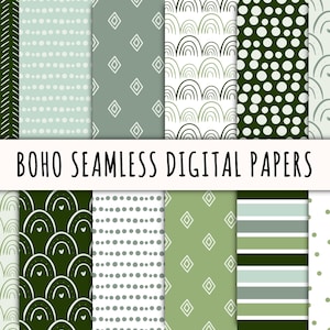 Sage Green Digital Papers, Seamless Repeat Printable Pattern, Instant ...