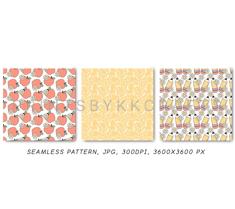Back to School Digital Papers, Seamless Printable Patterns, Teacher ...