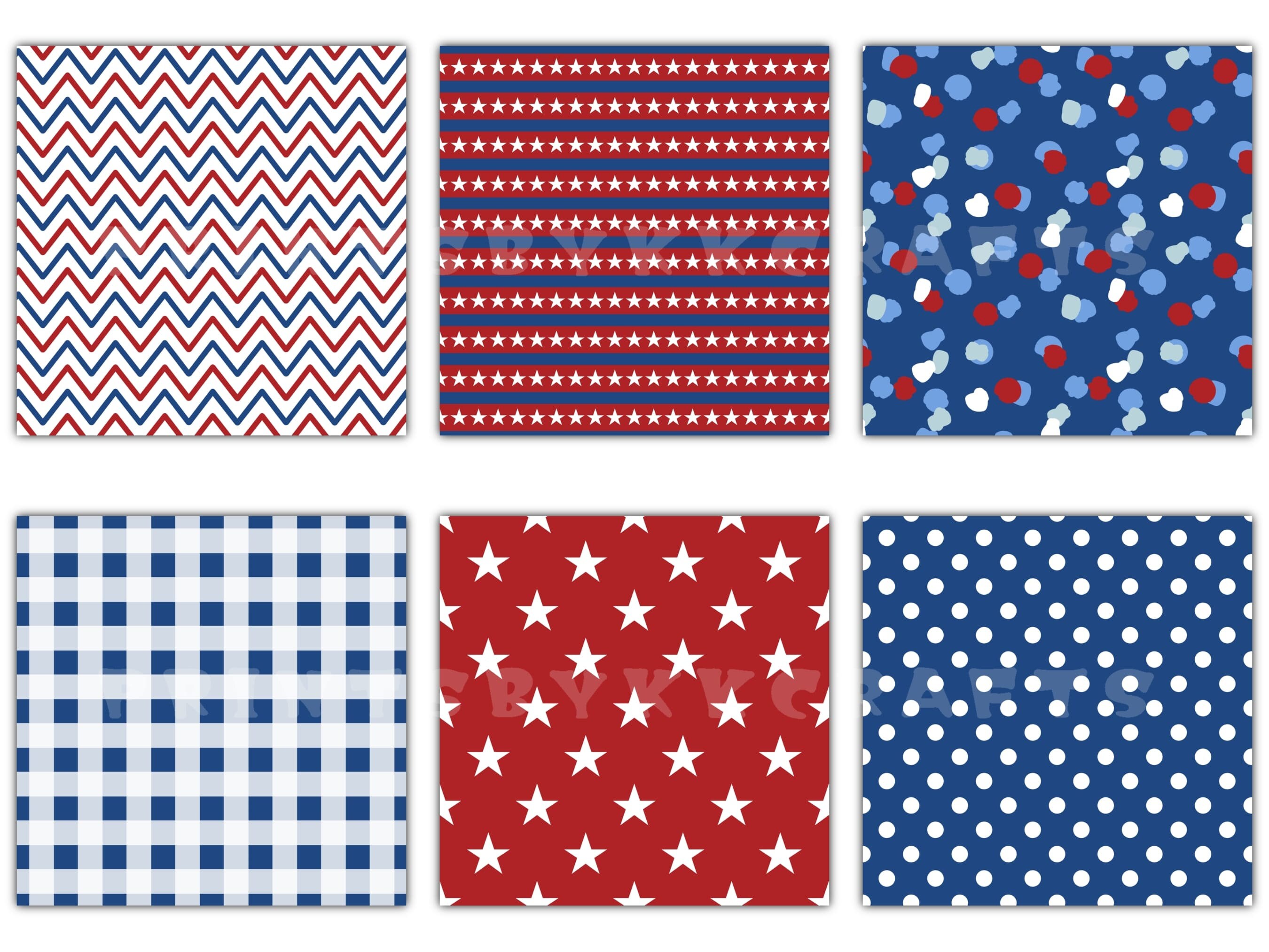 4th of July Digital Paper Pack, Seamless Repeat Printable Pattern ...