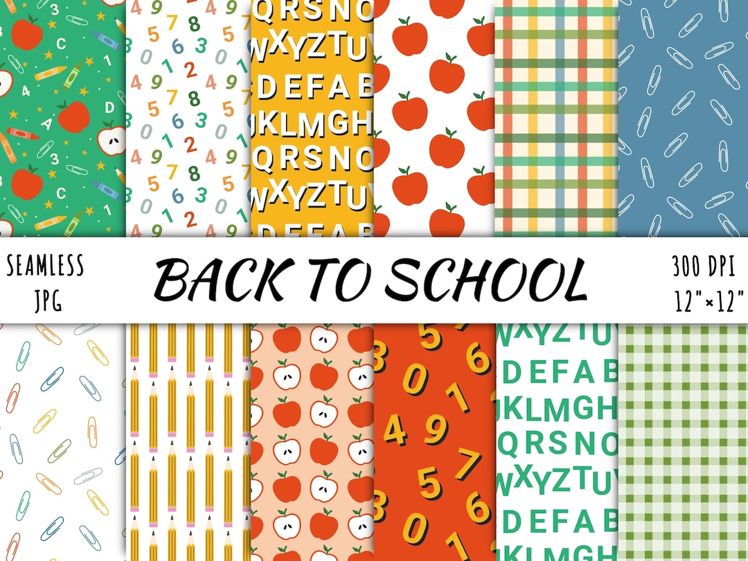 Back to School Digital Paper, Seamless Repeat Teacher Printables ...