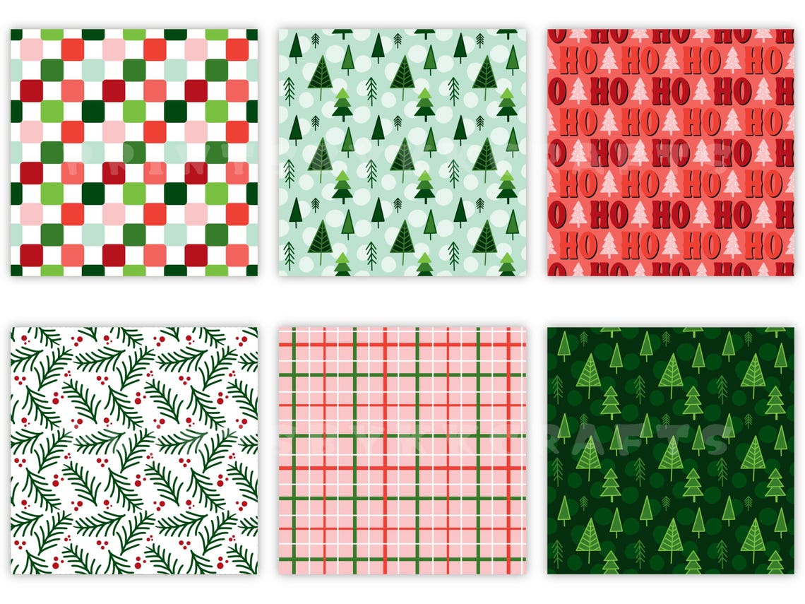 Christmas Digital Paper, Seamless Repeat Printable Pattern, Holiday ...