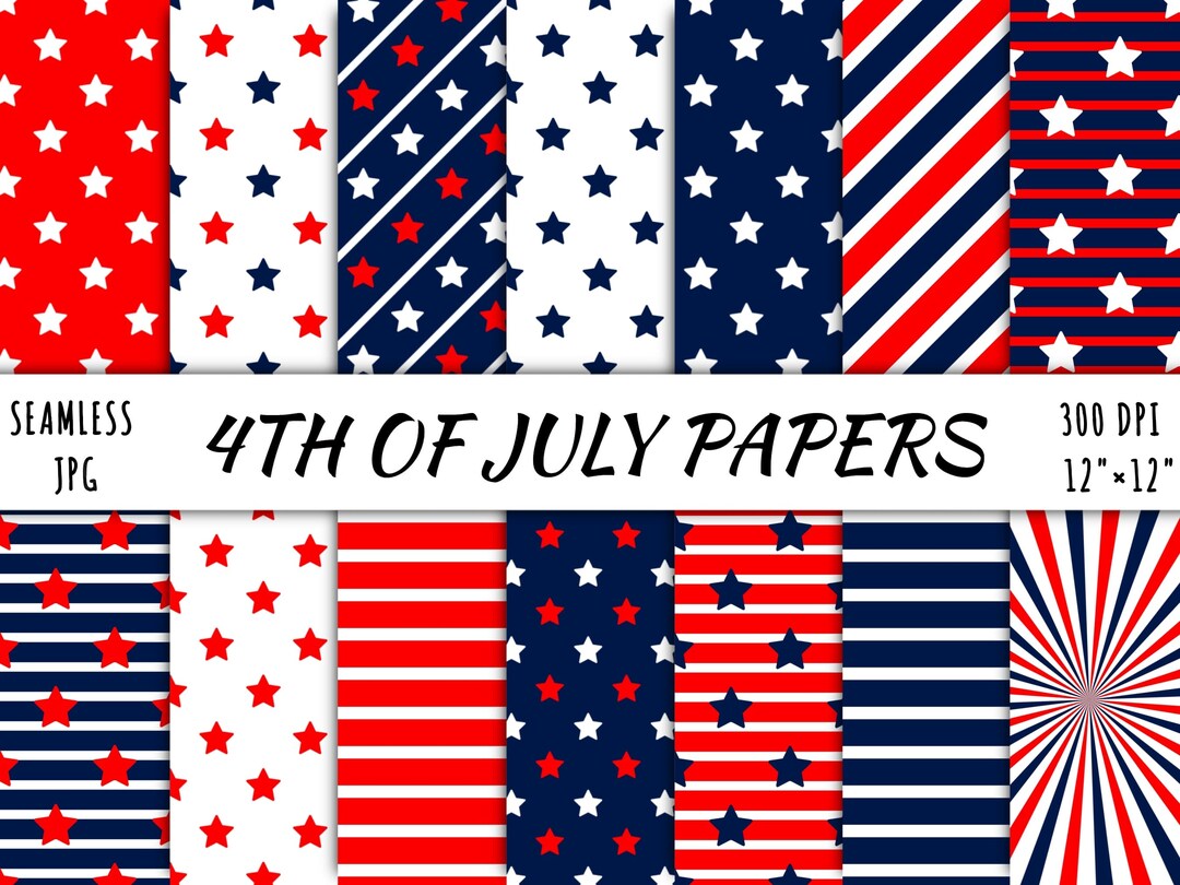4th of July Digital Papers, Seamless Repeat Printable Pattern, Instant ...