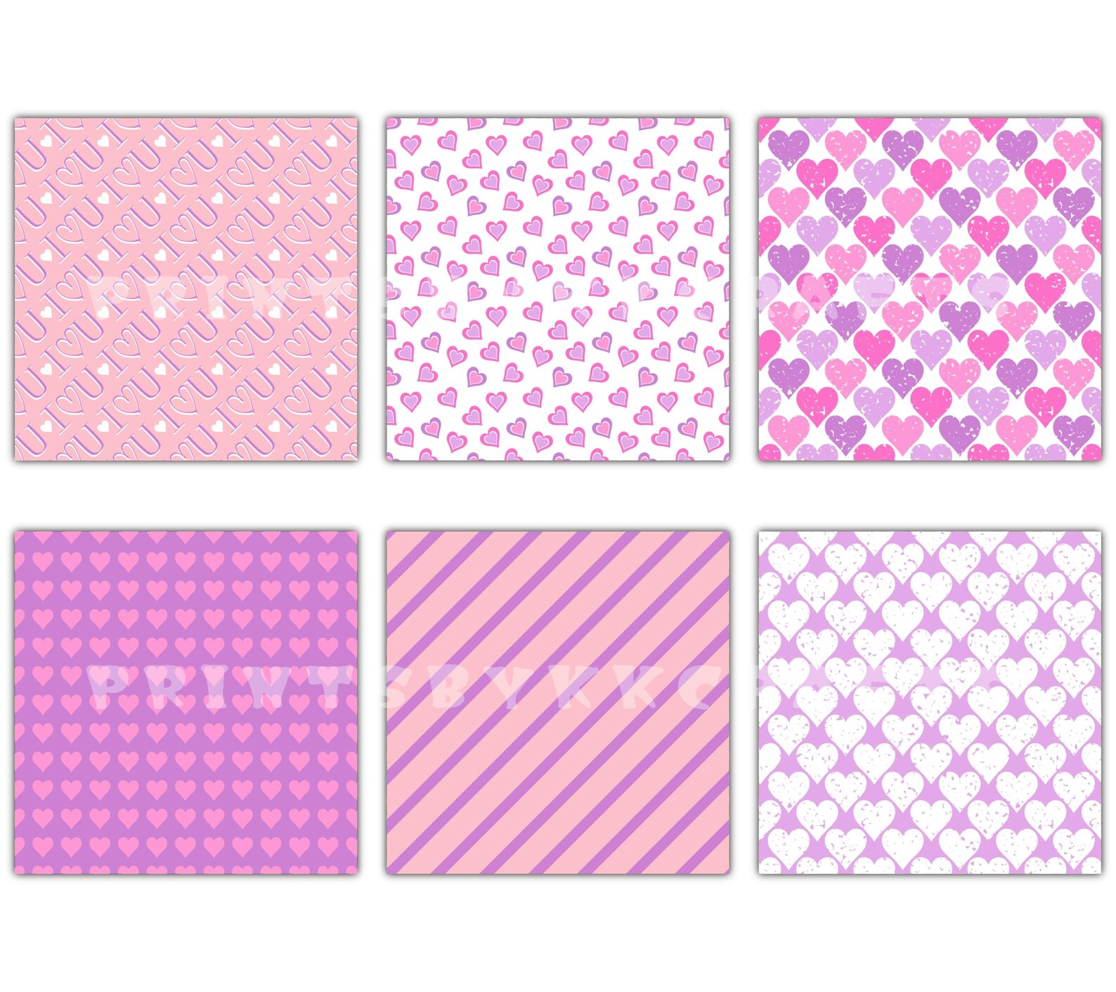 Purple and Pink Valentines Digital Paper, Seamless Repeat Printable ...