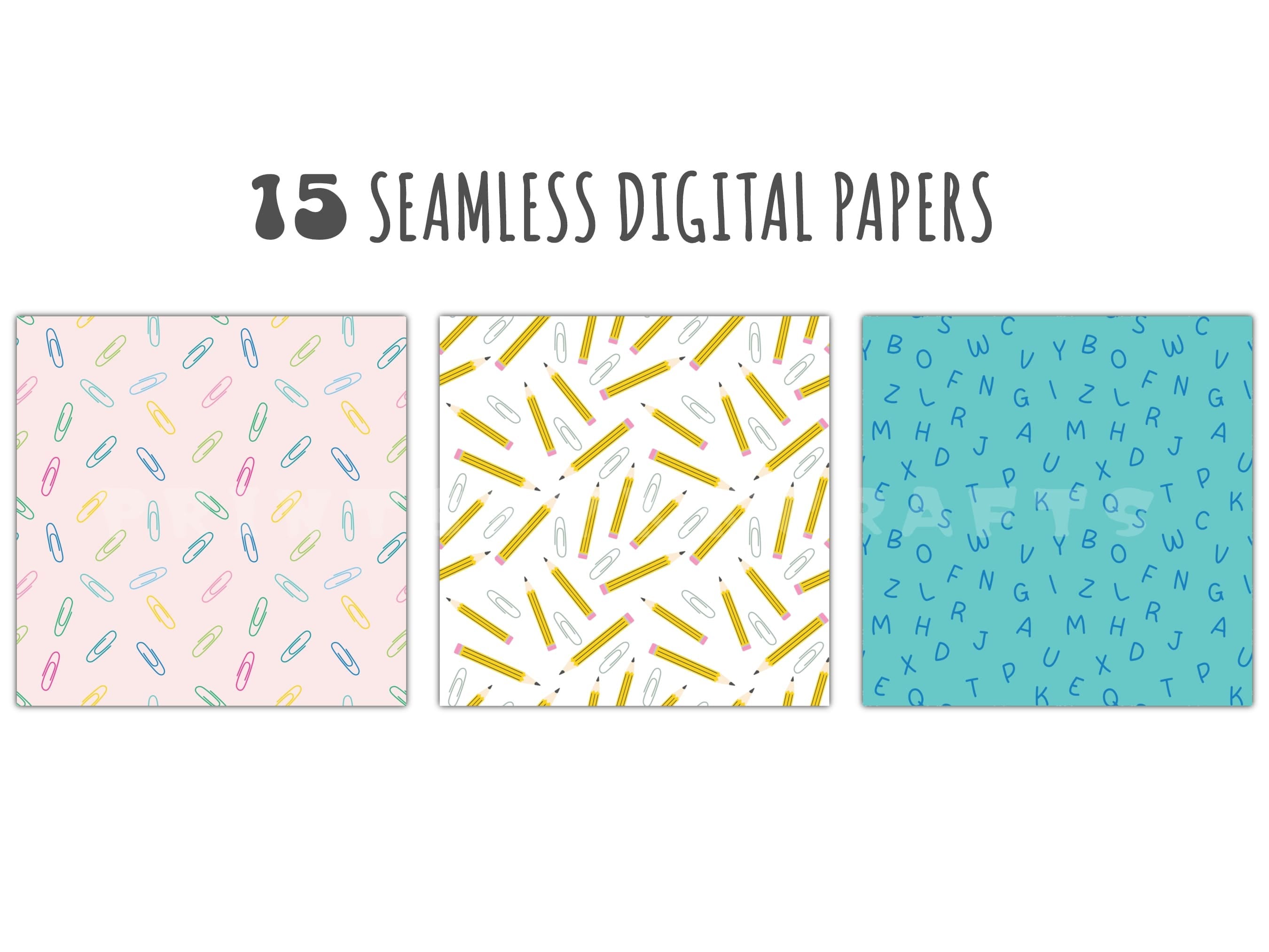 Back to School Seamless Digital Papers, Teacher Student Classroom ...