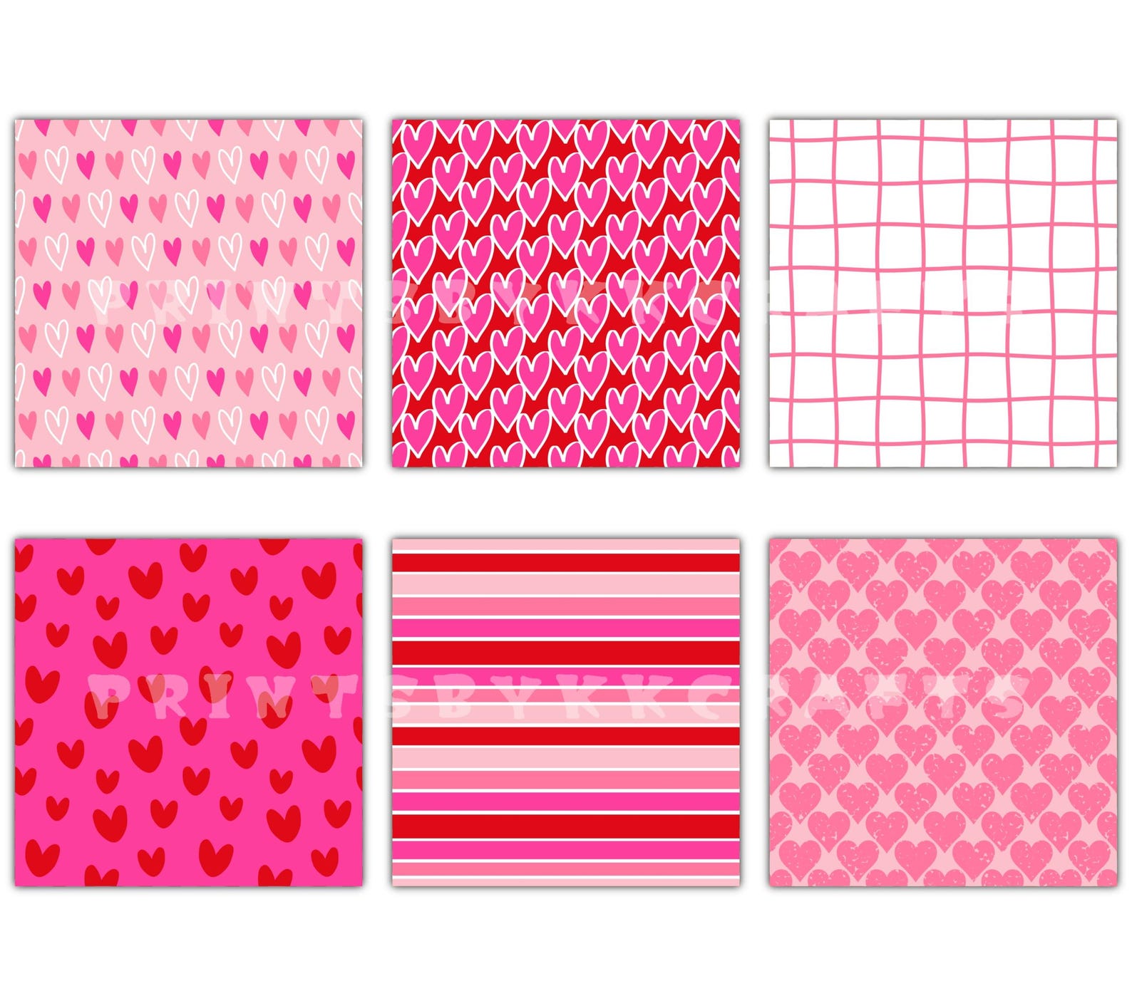 Pink and Red Valentines Digital Paper, Seamless Repeat Printable ...