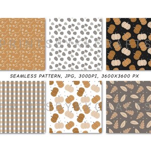 Autumn Fall Digital Paper Bundle, Seamless Repeat Printable Pattern ...