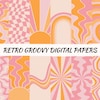 Retro Groovy Digital Papers, Jpg, 70s Background, Commercial Use ...
