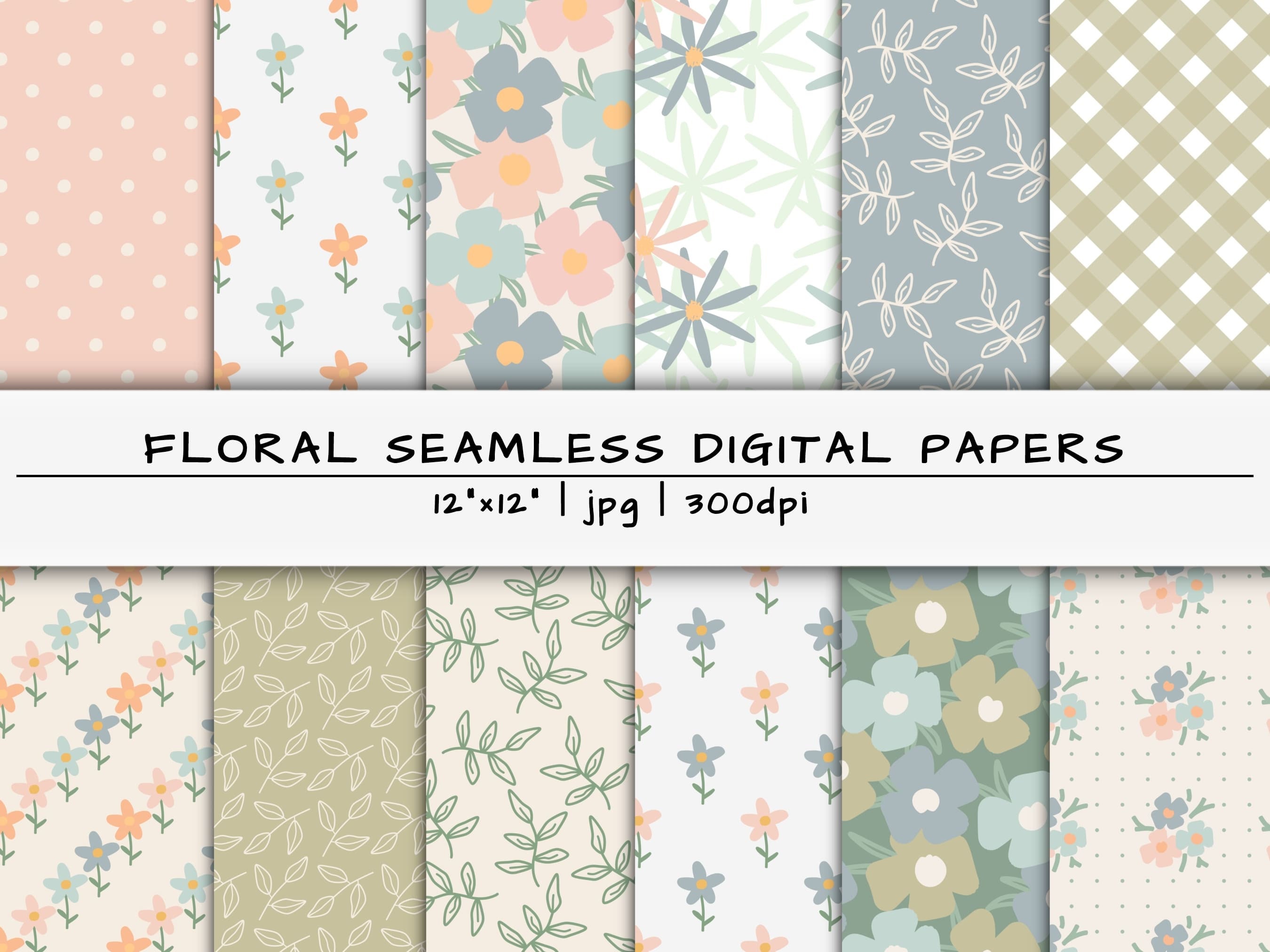 Boho Floral Seamless Digital Paper Spring Floral Pattern - Etsy