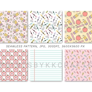 Back to School Digital Papers, Seamless Repeat Printable Pattern ...