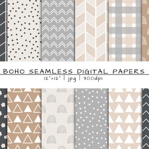NEUTRAL SEAMLESS Digital Paper Pack, Repeatable Patterns, BOHO ...