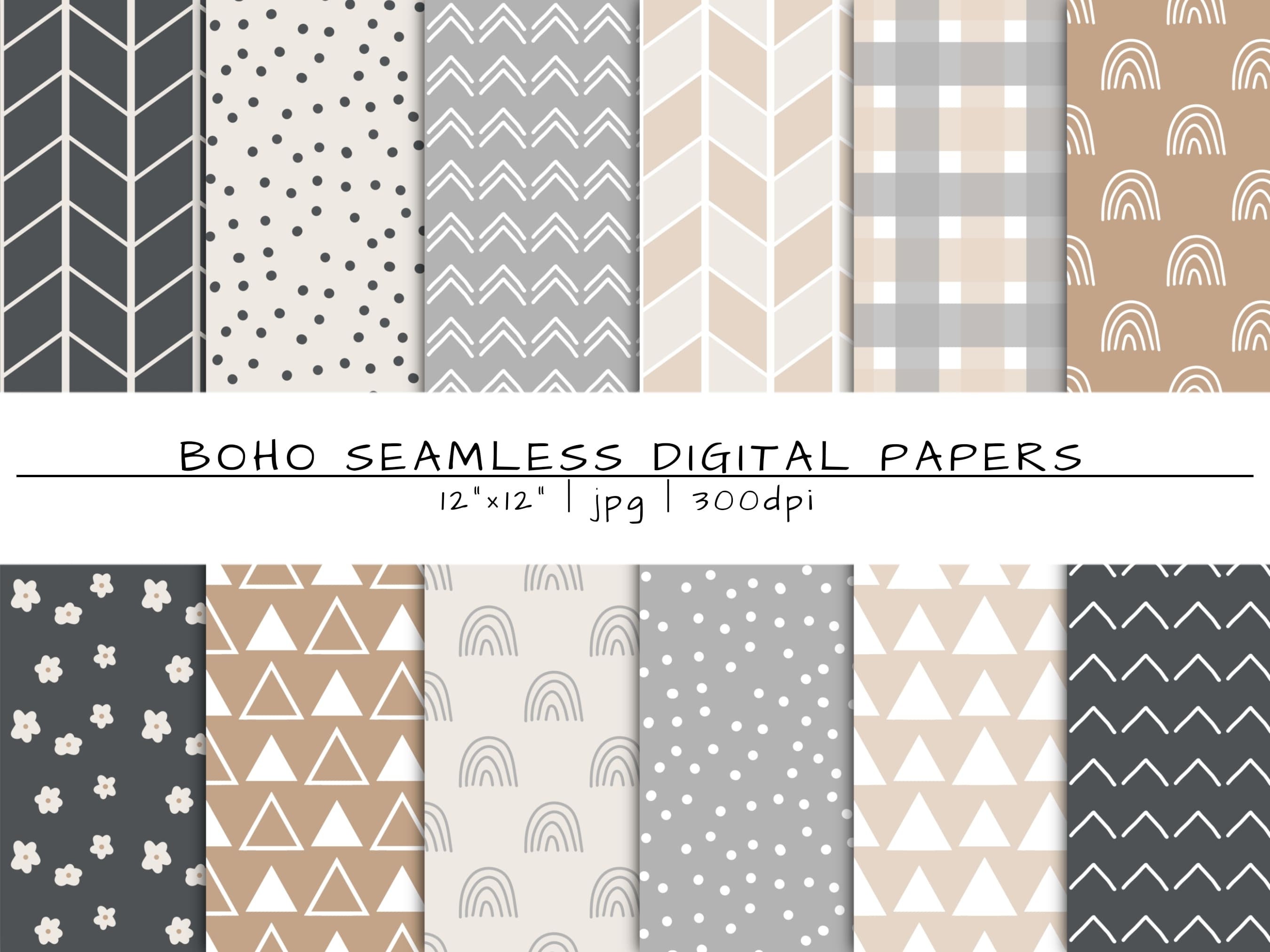 NEUTRAL SEAMLESS Digital Paper Pack Repeatable Patterns BOHO - Etsy
