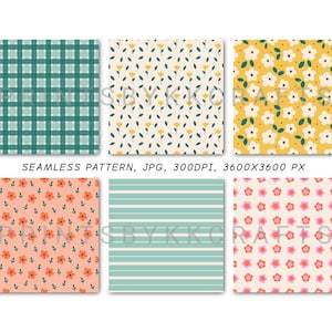 Floral Digital Papers, Seamless Pattern, Instant Download File, Flower ...