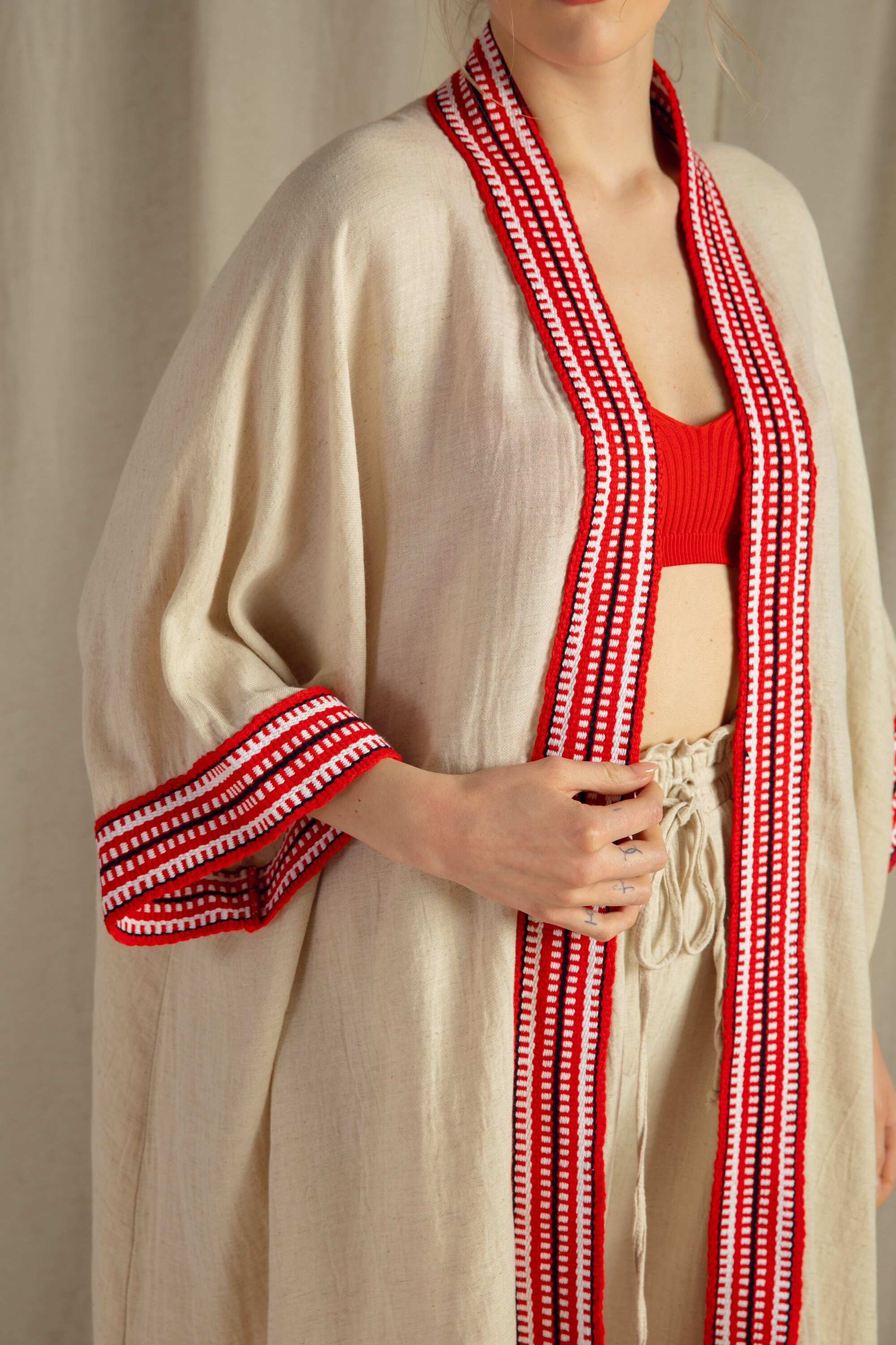 Linen Kimono Robe Cotton Linen Maxi Kimono, Linen Kimono, Boho Kimono ...