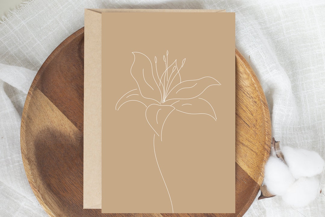 Lily Line Art Notecards | Stationery Set 10-pack | Blank Note Card ...