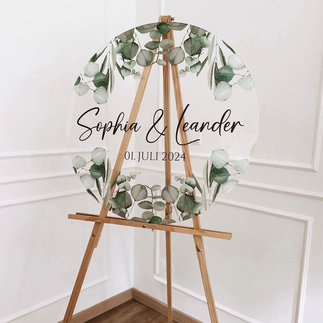 Round Wedding Sign "eucalyptus Love" | Wedding Decoration | Welcome ...