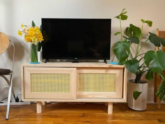 Mid century modern tv stand console table record cabinet home entertainment store