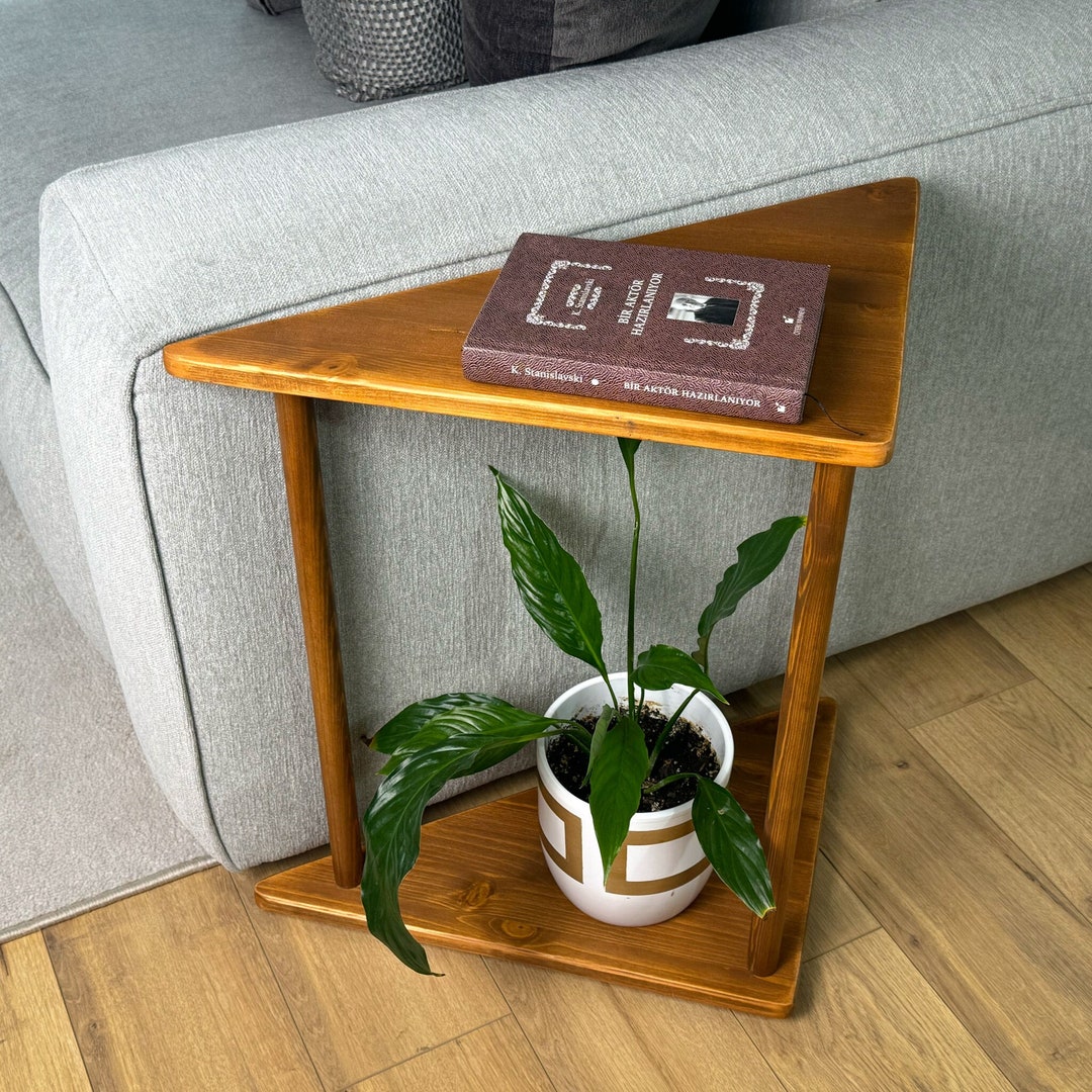 Triangular Side Coffee Table, Corner End Table, Minimalist Sofa Table ...