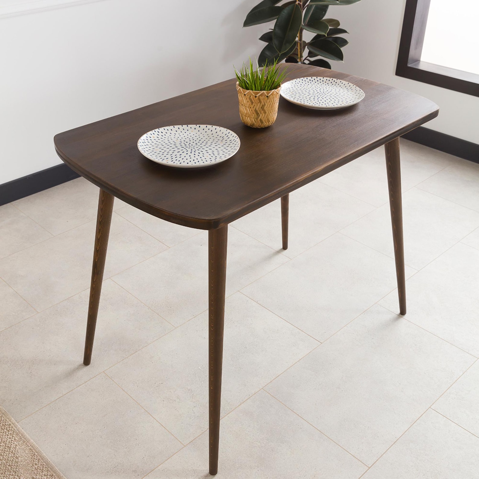 Oval Dark Walnut 2 Person Dining Table, Small Space Narrow Dinning ...