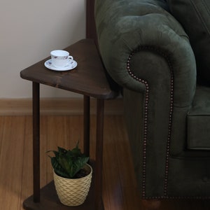 Triangular Side Coffee Table, Corner End Table, Minimalist Sofa Table, Hardwood Couch Table ...