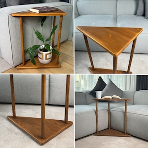 Triangular Side Coffee Table, Corner End Table, Minimalist Sofa Table ...