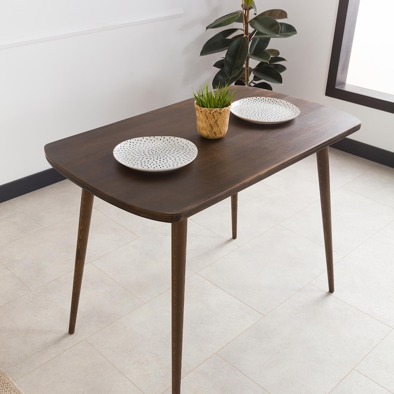 Oval Dark Walnut 2 Person Dining Table, Small Space Narrow Dinning ...