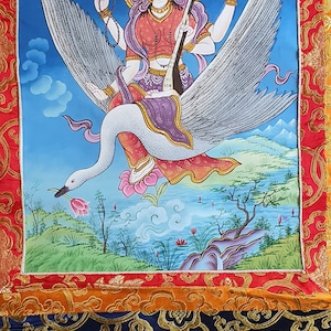 Large Colourful Saraswati Painting Thangka/thanka ,hand Painted ,wall ...