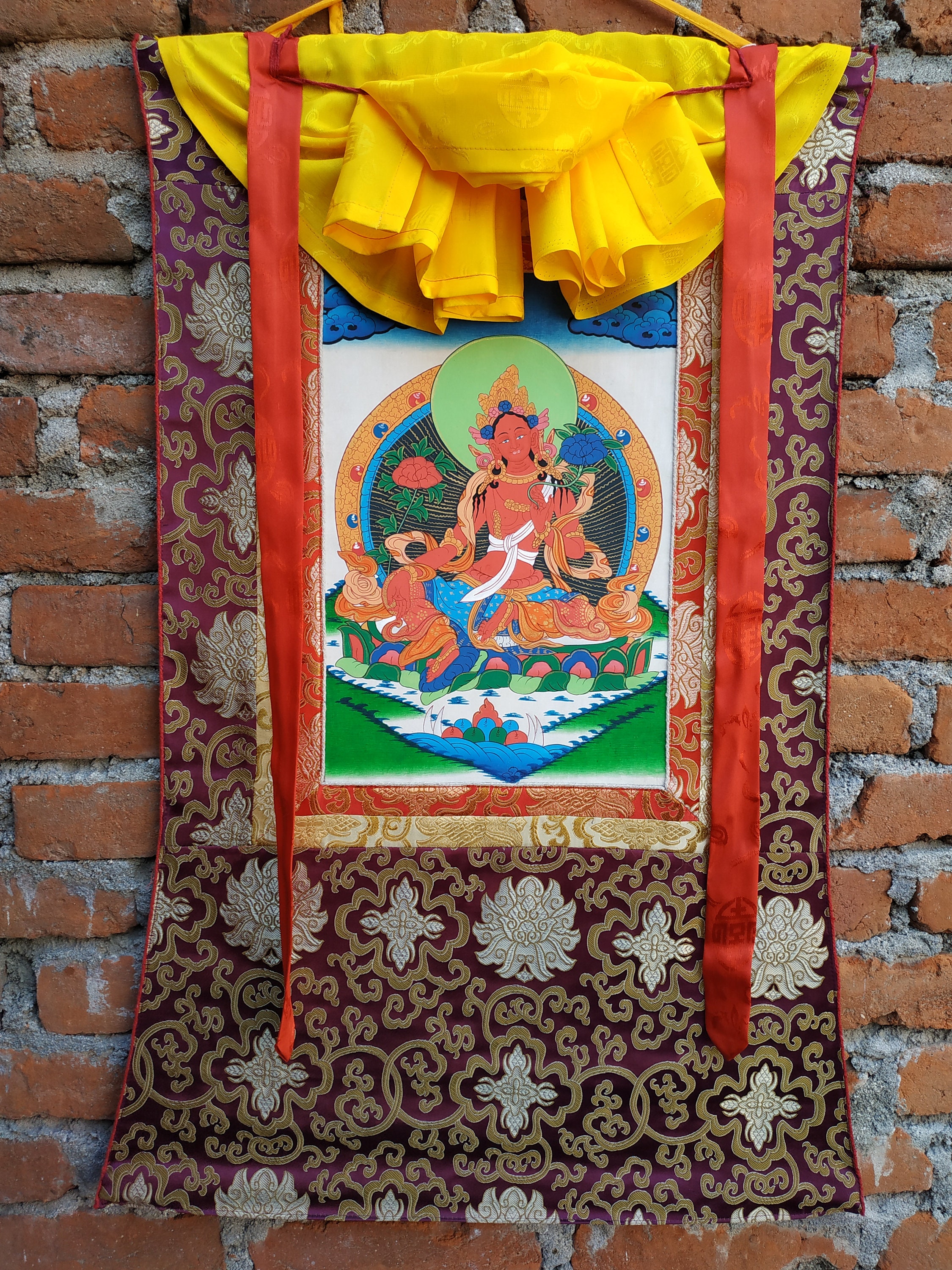 Large Red Tara Thangka/thanka Painting,wall Hanging,framed in 85x59cm ...