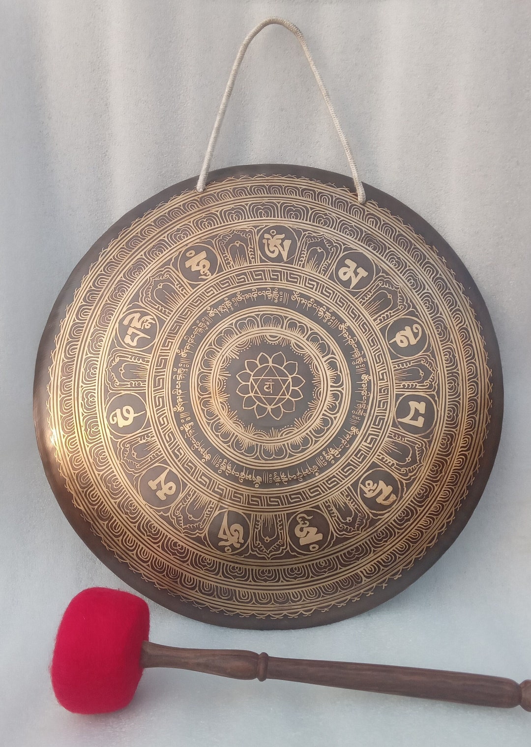 Fully Hand-hammered Mantra Mandala Gong for Prayer,meditation,yoga ...
