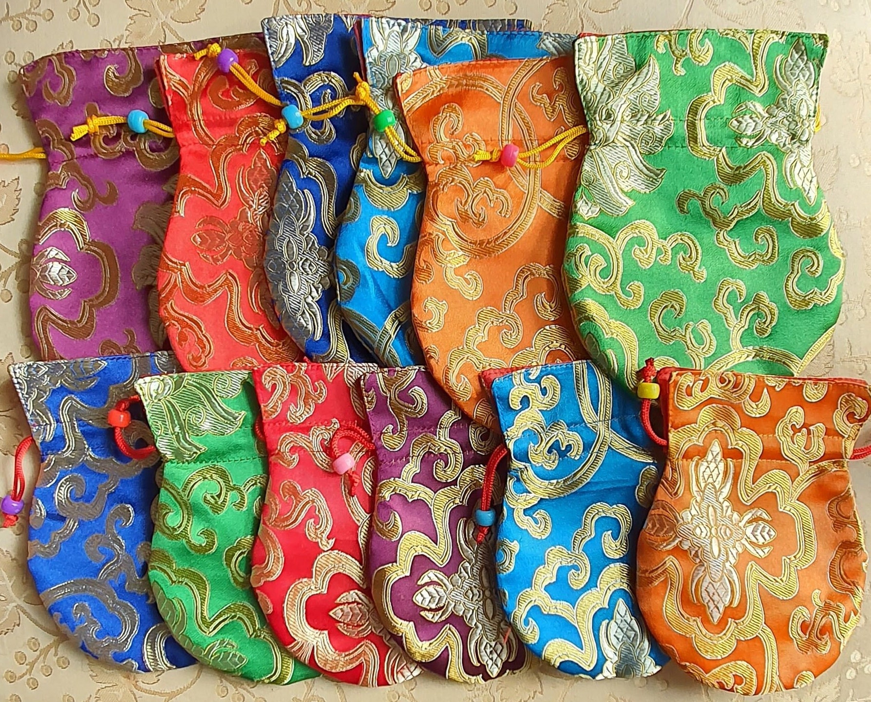 Drawstring Bag Pouch • •nomadic Traditional Ethnic Ritual Colourful ...