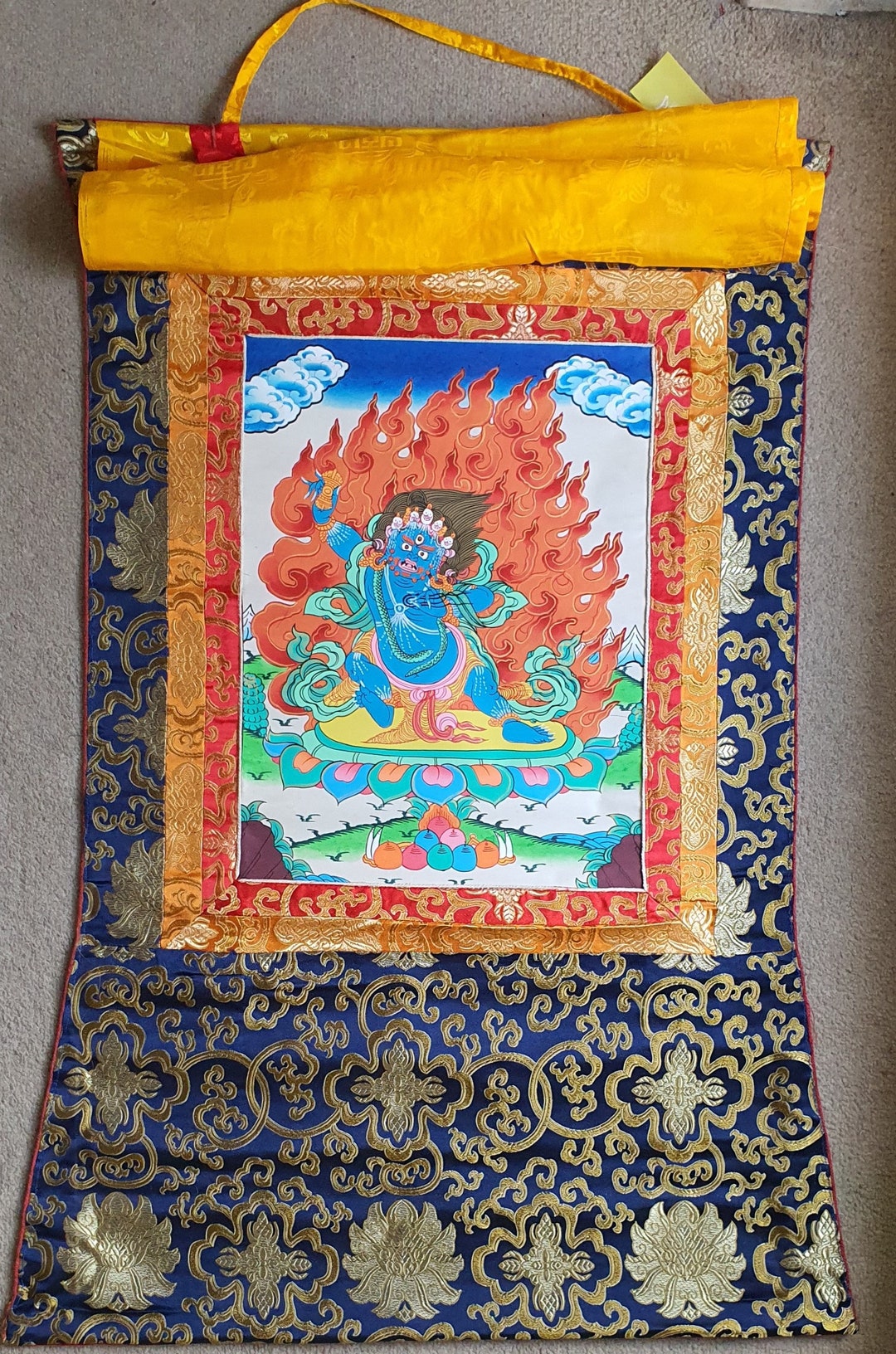 Large Fearsome Wrathful Vajrapani, Dharmapal Thangka/thanka Painting ...