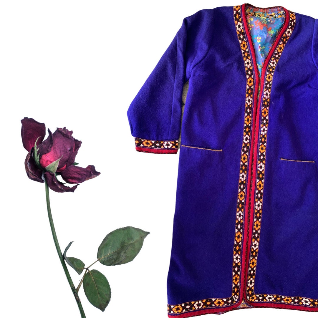 Handmade Vintage Royal Blue Turkmen Uzbek Afghan Ethnic Chapan Coat ...