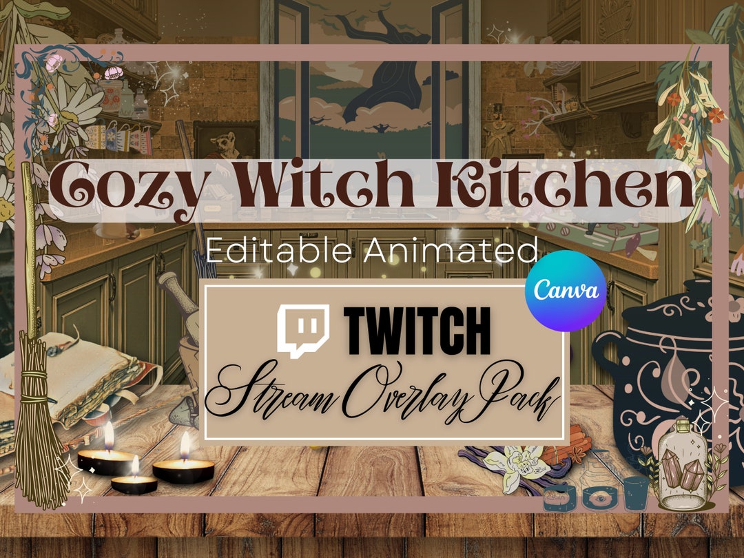 Customizable Animated Twitch Overlay Cozy Witch Kitchen Aesthetic ...