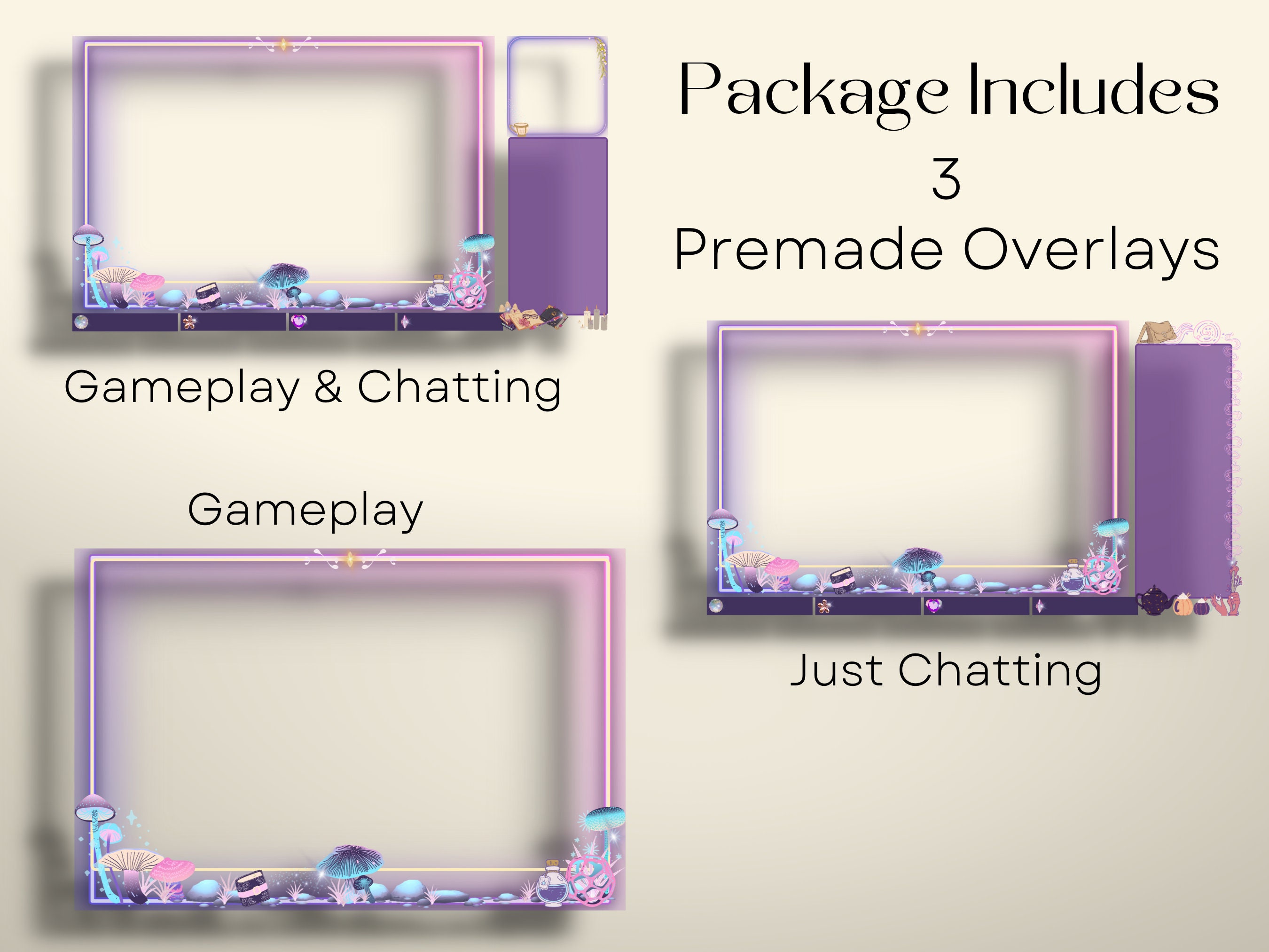 Animated Twitch Overlay, Cozy Witch Cafe, Aesthetic Stream Pack, Scenes ...