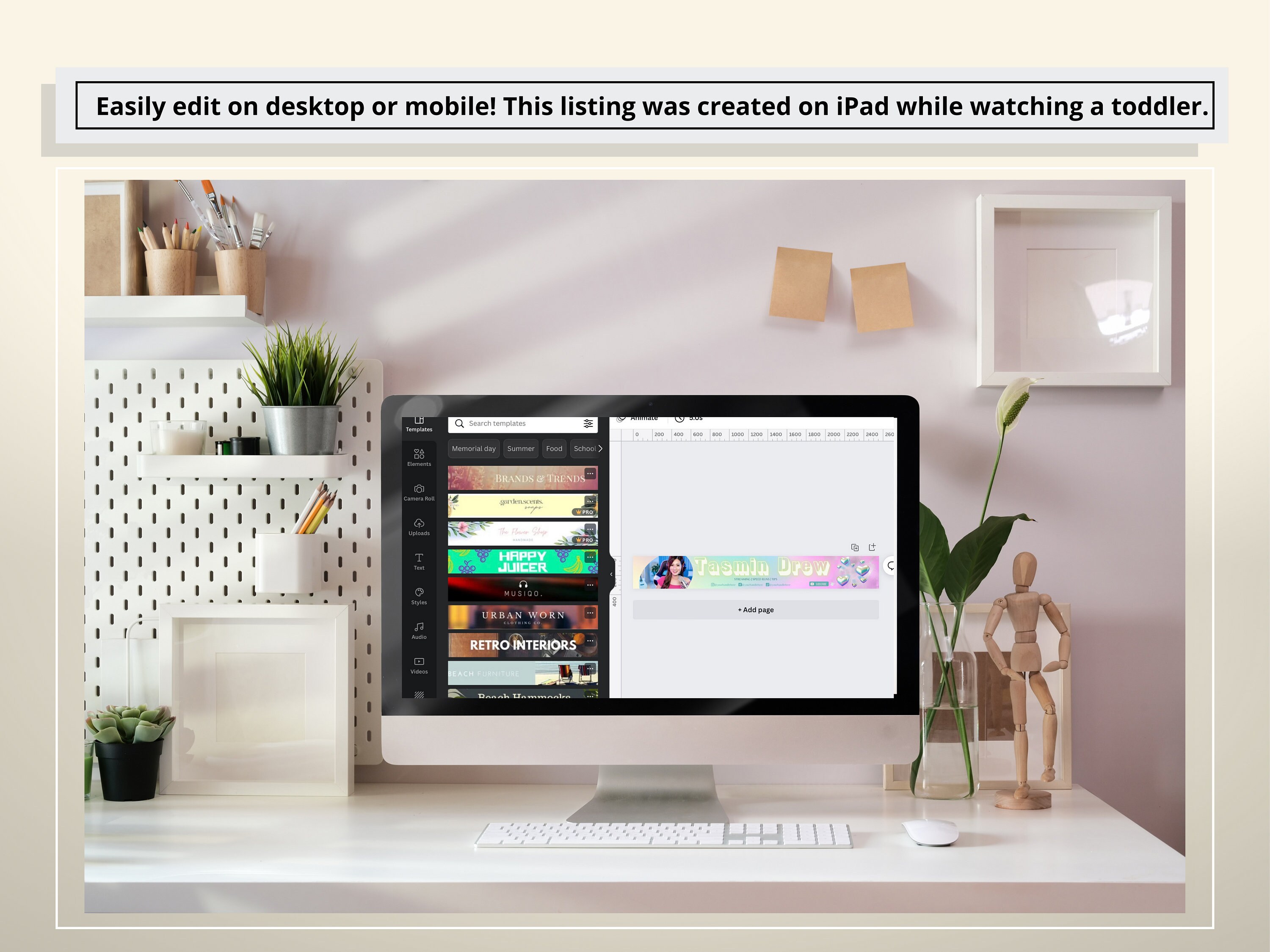 Editable Aesthetic Holographic Rainbow Youtube Channel Branding Kit ...