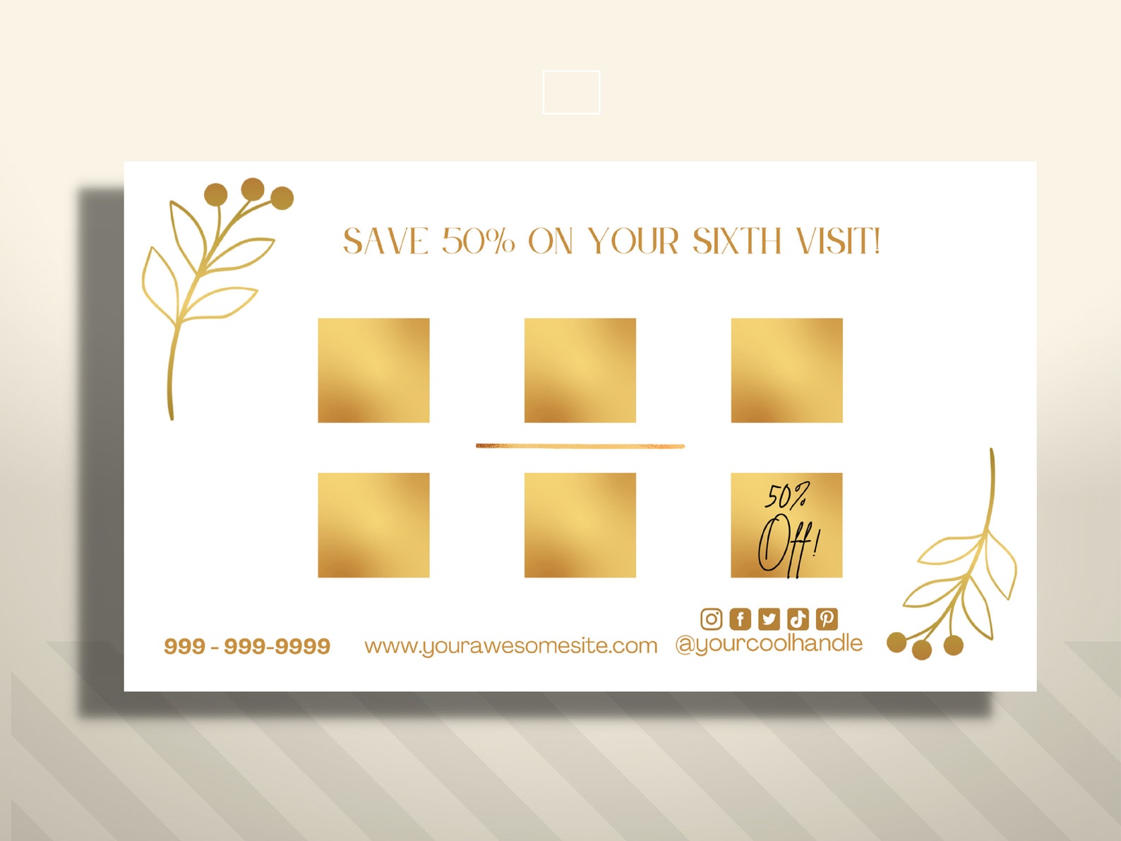 Loyalty Card Template White Gold Unique Business Flyer - Etsy