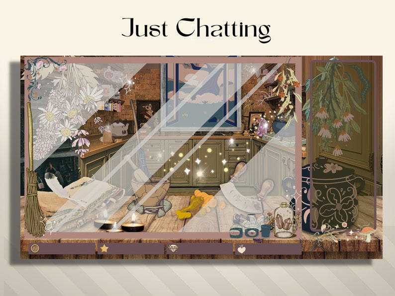 Customizable Animated Twitch Overlay Cozy Witch Kitchen Aesthetic ...