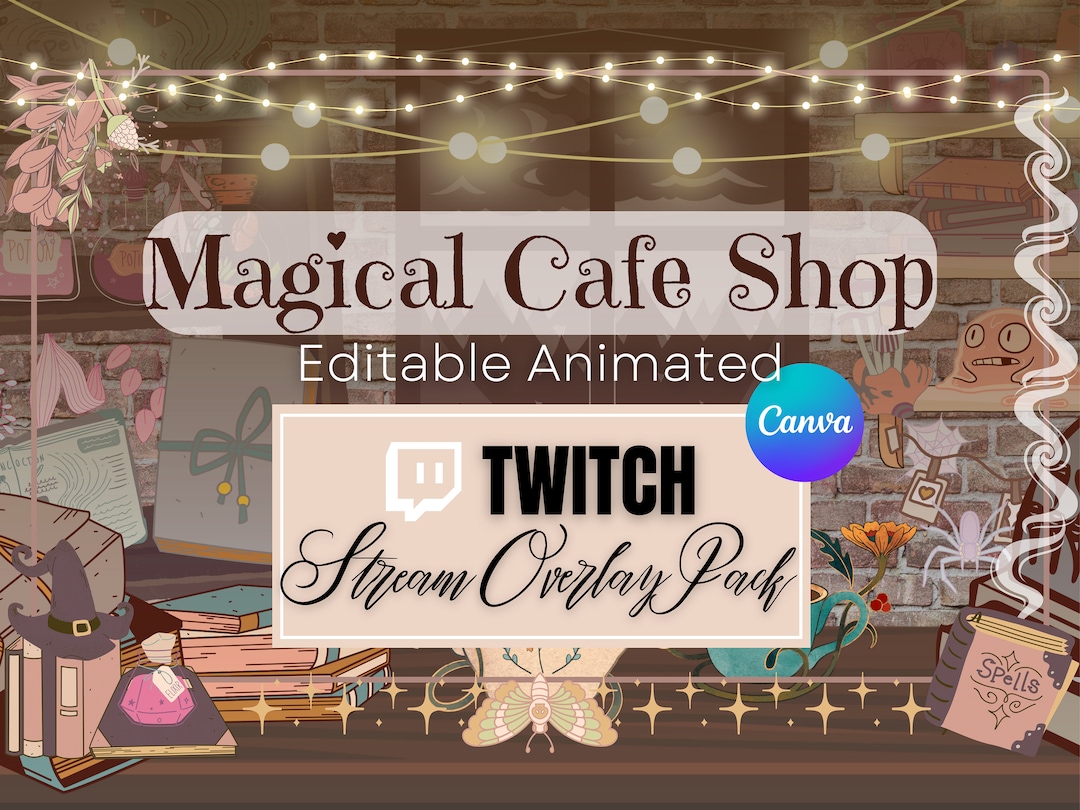 Animated Twitch Overlay Magical Cafe Shop Aesthetic Stream Pack, Scenes ...