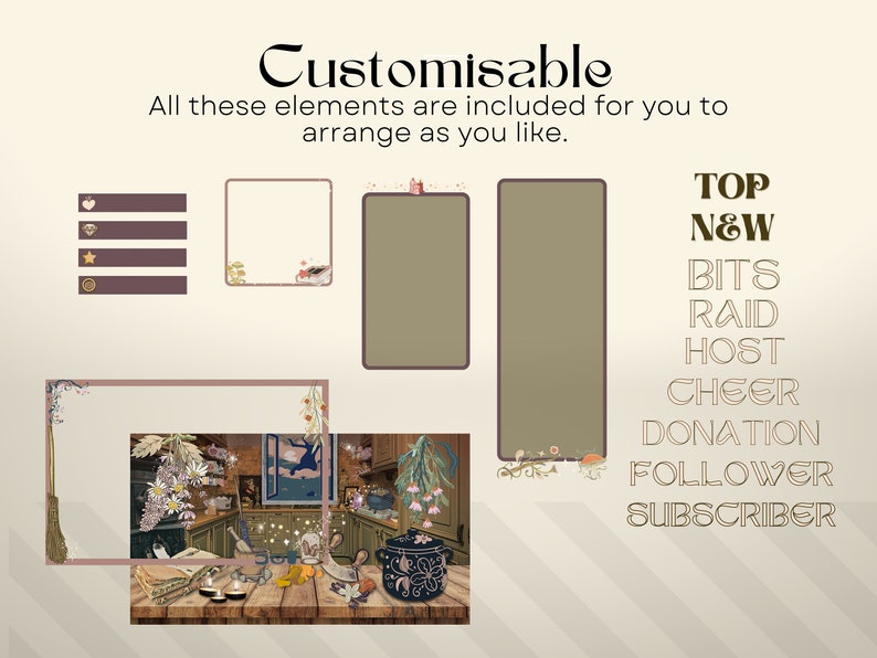 Customizable Animated Twitch Overlay Cozy Witch Kitchen Aesthetic ...