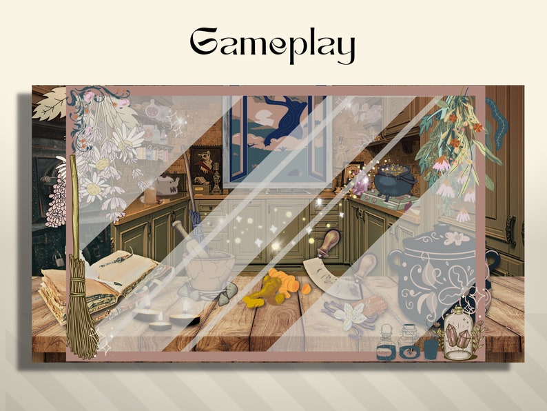 Customizable Animated Twitch Overlay Cozy Witch Kitchen Aesthetic ...