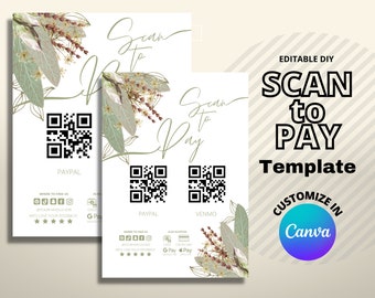 Editable Scan to Pay Sign, Printable QR Payment Template, Teal and ...