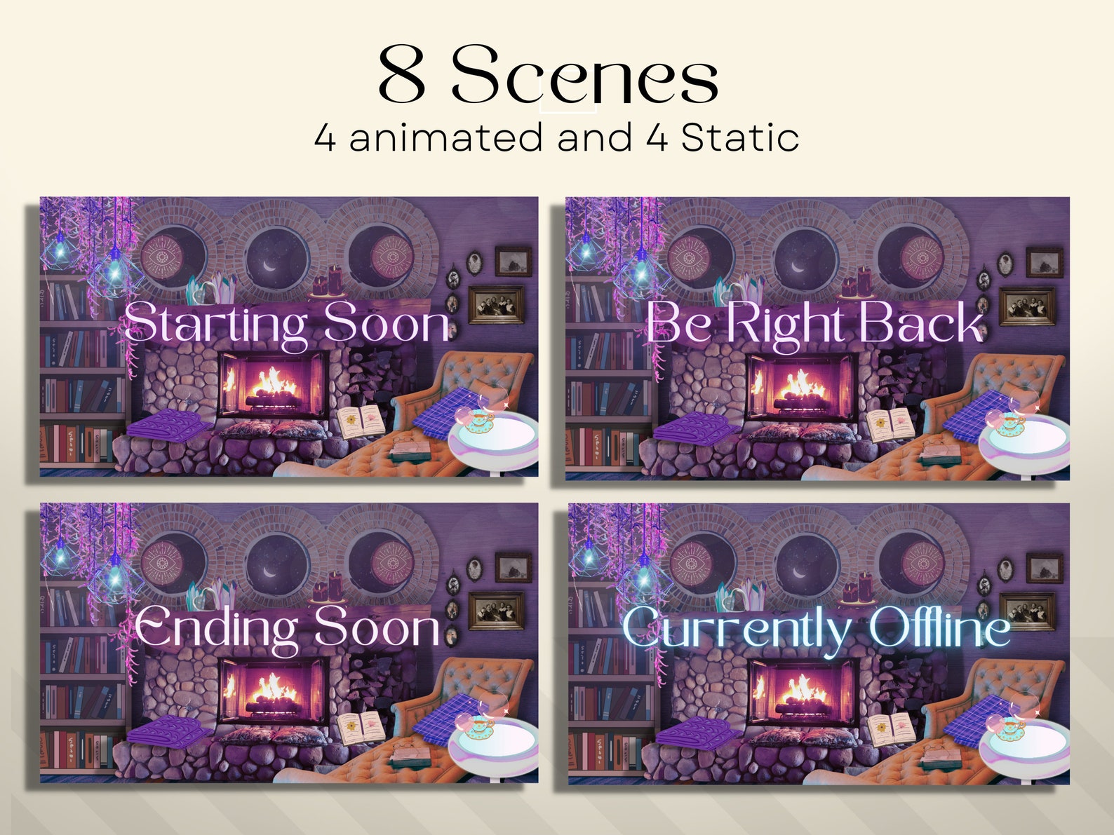 Animated Twitch Overlay, Cozy Witch Cafe, Aesthetic Stream Pack, Scenes ...