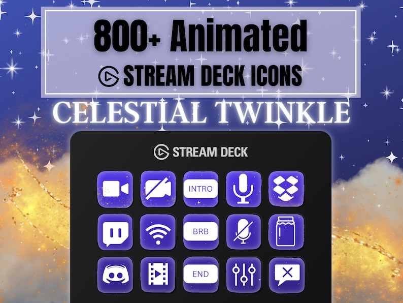 Animated Celestial Stream Deck Icons Set, 800+ Galaxy Sky Twinkle Night ...