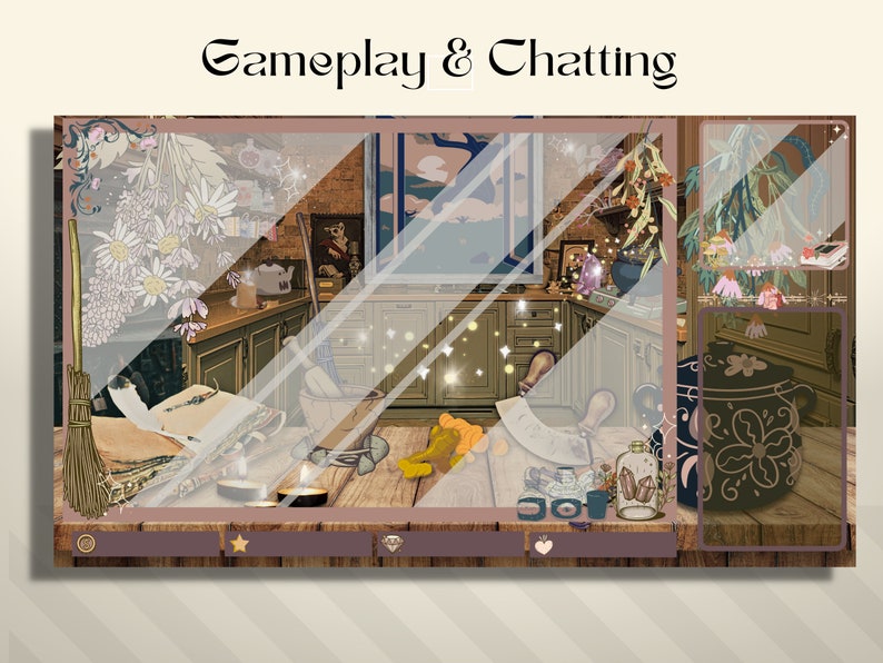Customizable Animated Twitch Overlay Cozy Witch Kitchen Aesthetic ...