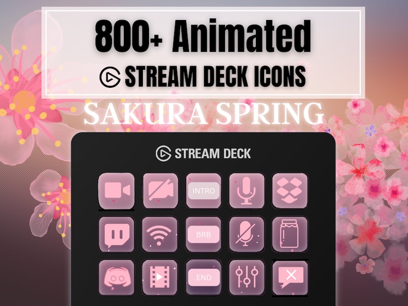 Animated Sakura Spring Stream Deck Icons Set, 800+ Cute Pink Kawaii ...