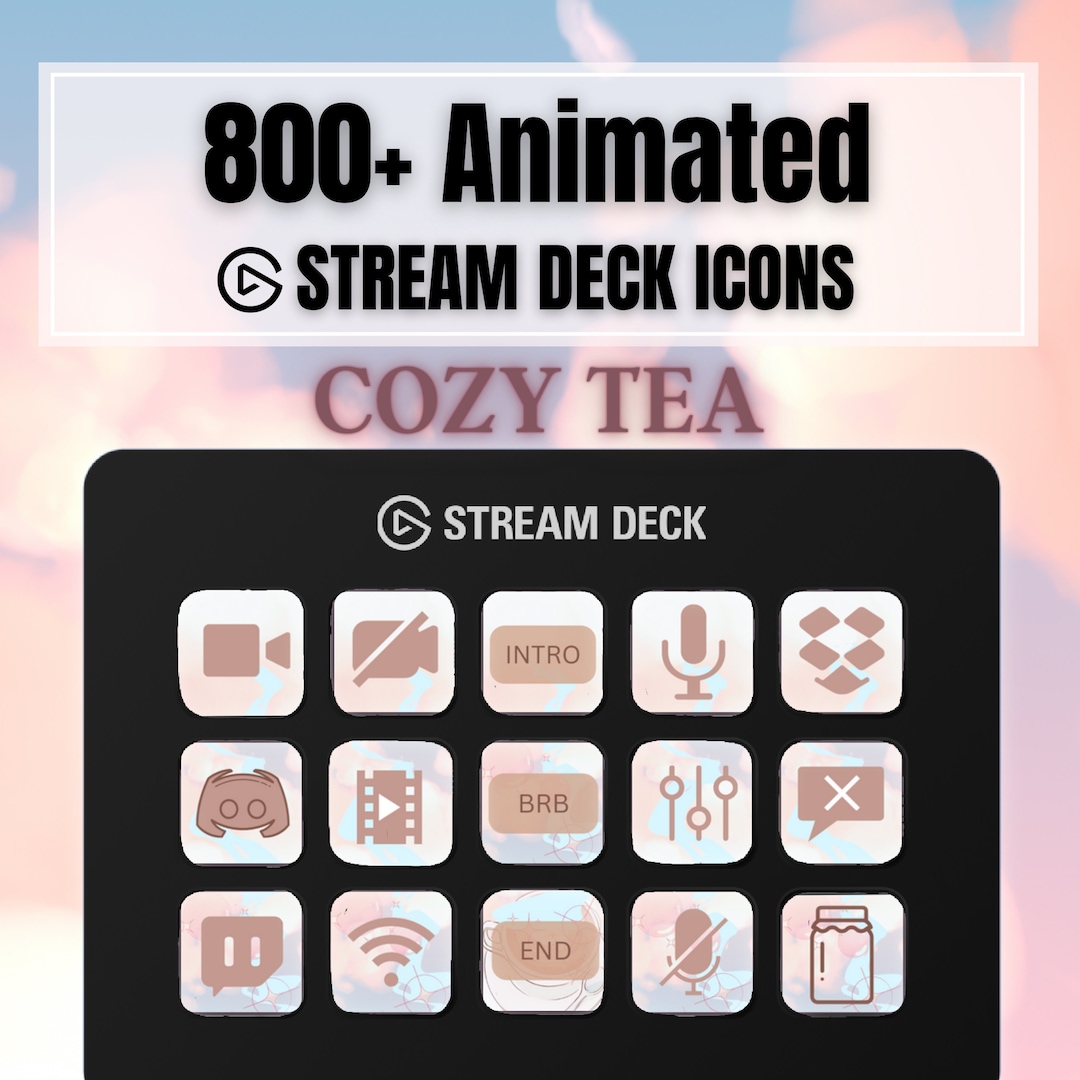 Animated Cozy Tea Pastel Stream Deck Icons Set, 800+ Cute Pink Kawaii ...