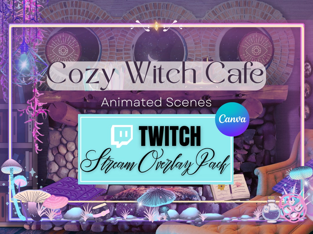 Animated Twitch Overlay, Cozy Witch Cafe, Aesthetic Stream Pack, Scenes ...