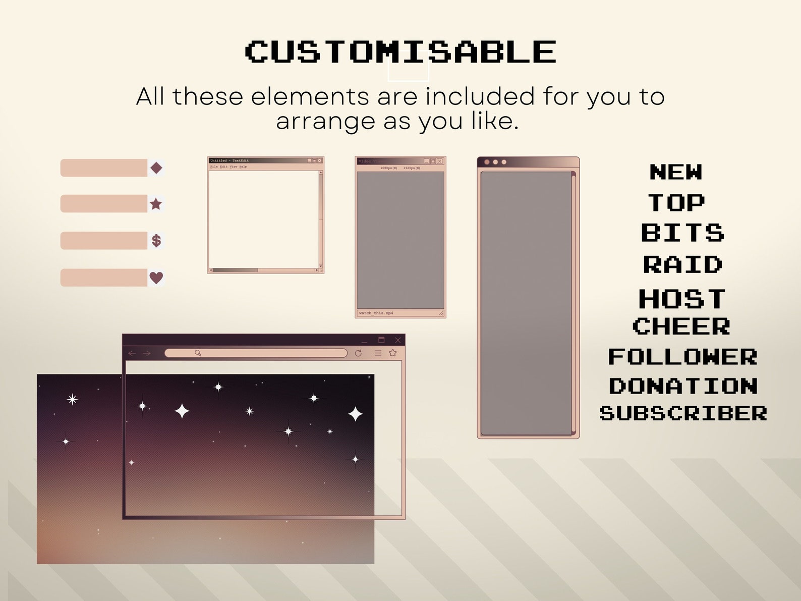 Customizable Animated, Minimalist Twitch Overlay, Aesthetic Stream Pack ...