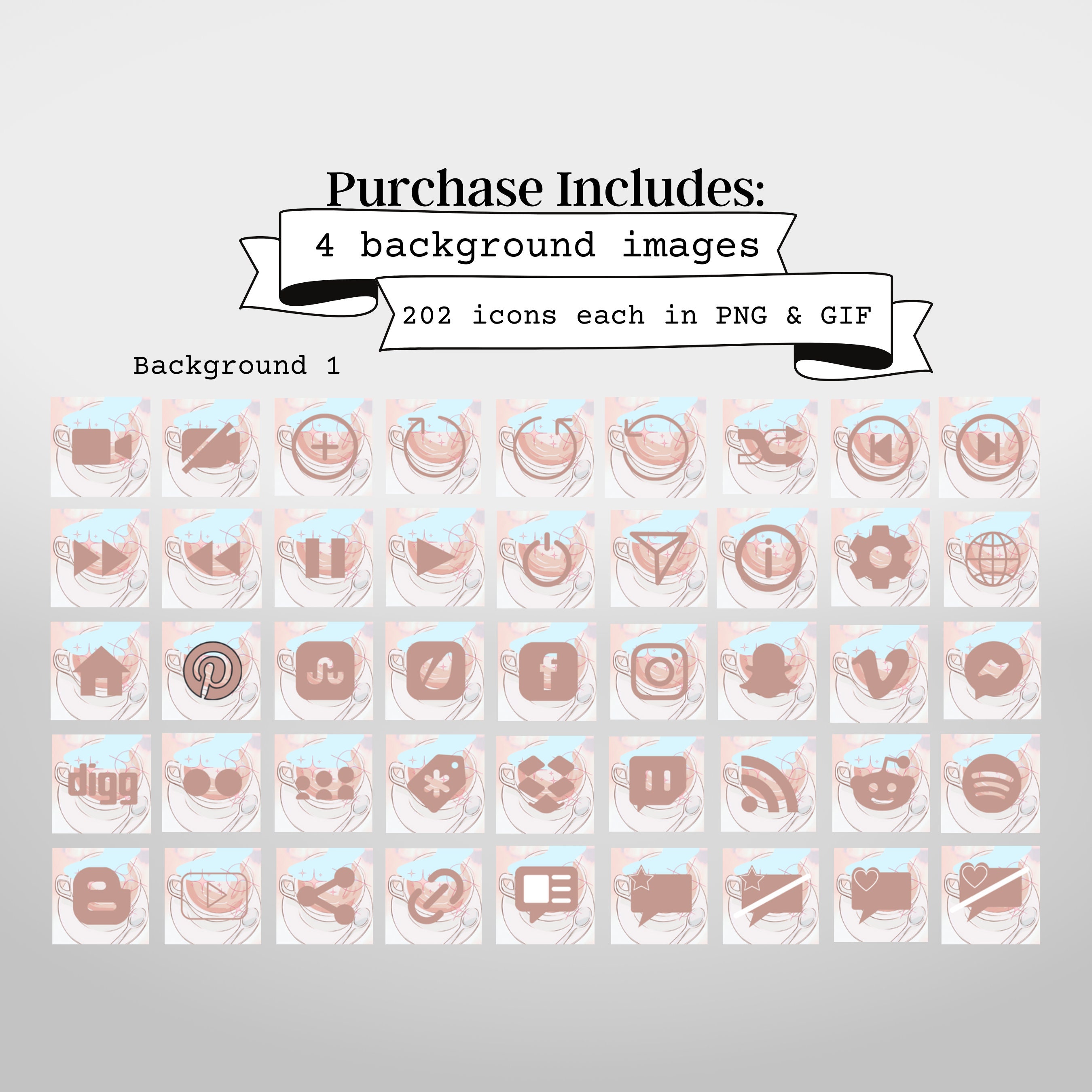 Animated Cozy Tea Pastel Stream Deck Icons Set, 800+ Cute Pink Kawaii ...