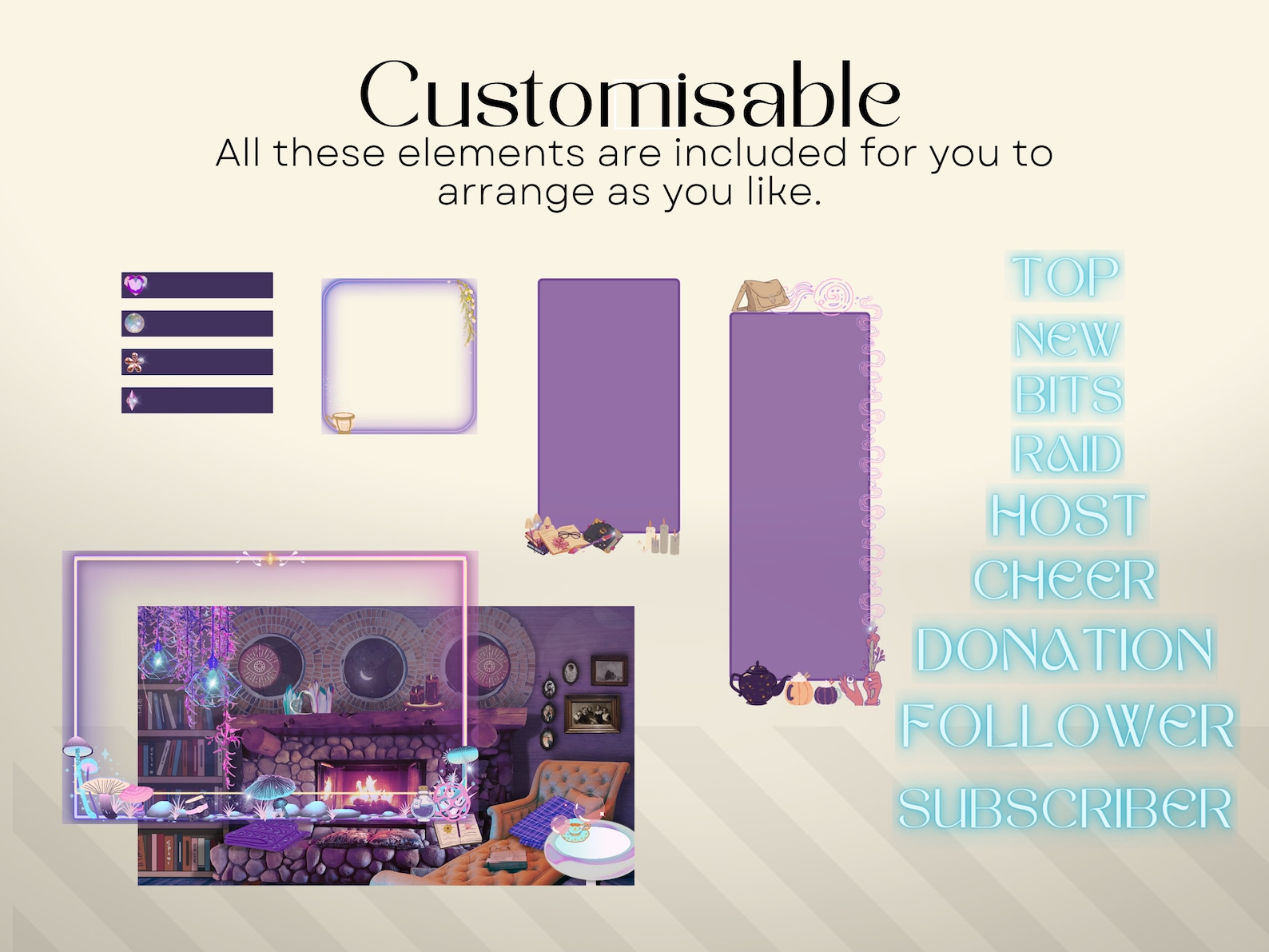 Animated Twitch Overlay, Cozy Witch Cafe, Aesthetic Stream Pack, Scenes ...