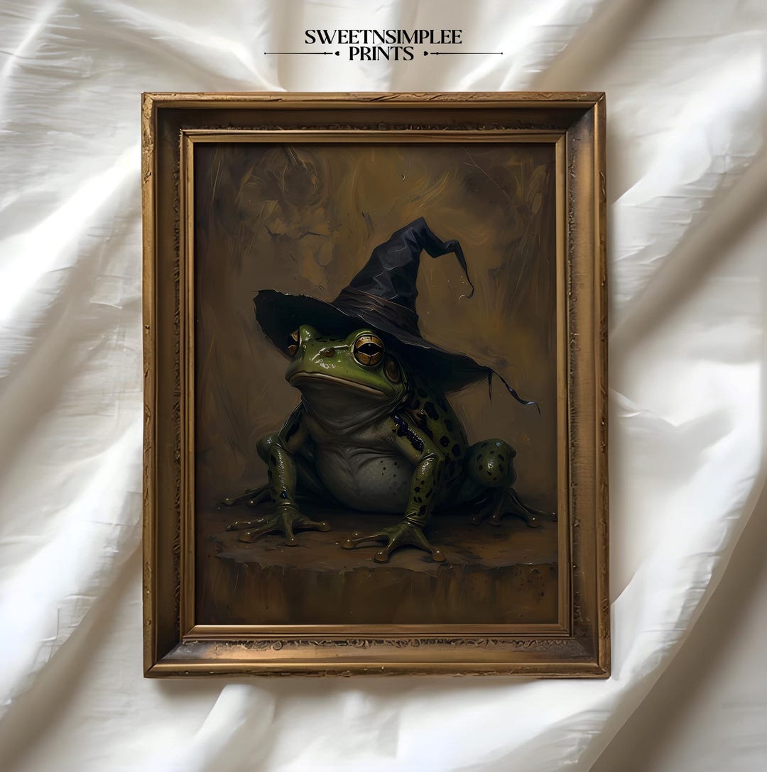 Vintage Witch Toad Printable Wall Art Gothic Halloween Frog Print Dark ...